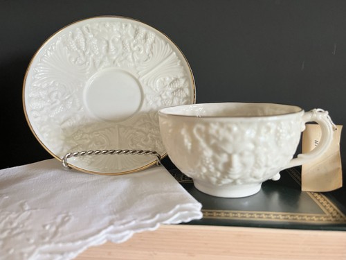 Vintage Belleek Mask Teacup & Saucer – 4th Green Mark (1946–1955 ...