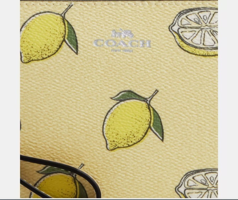 Coach Corner Zip Wristlet With Lemon Print In Canvas/Garden Glade ...