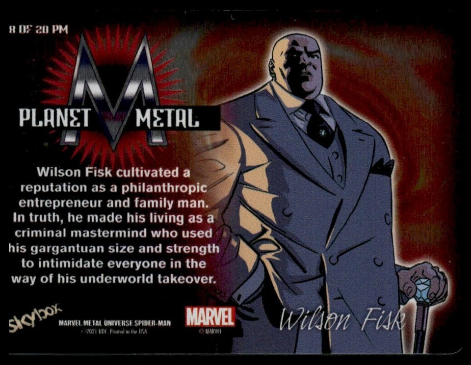 2021 Marvel Metal Universe Spider-Man Planet Metal WILSON FISK GOLD /25 ...