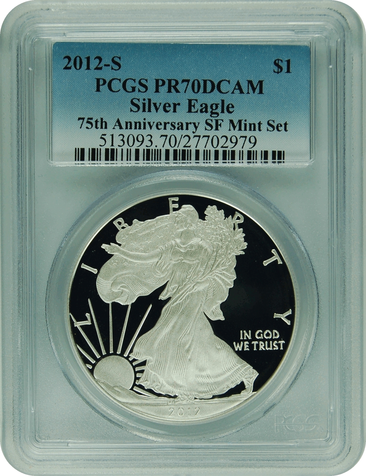 2012-S PCGS PR70DCAM Silver Eagle 75th Anniversary New PCGS Label | eBay