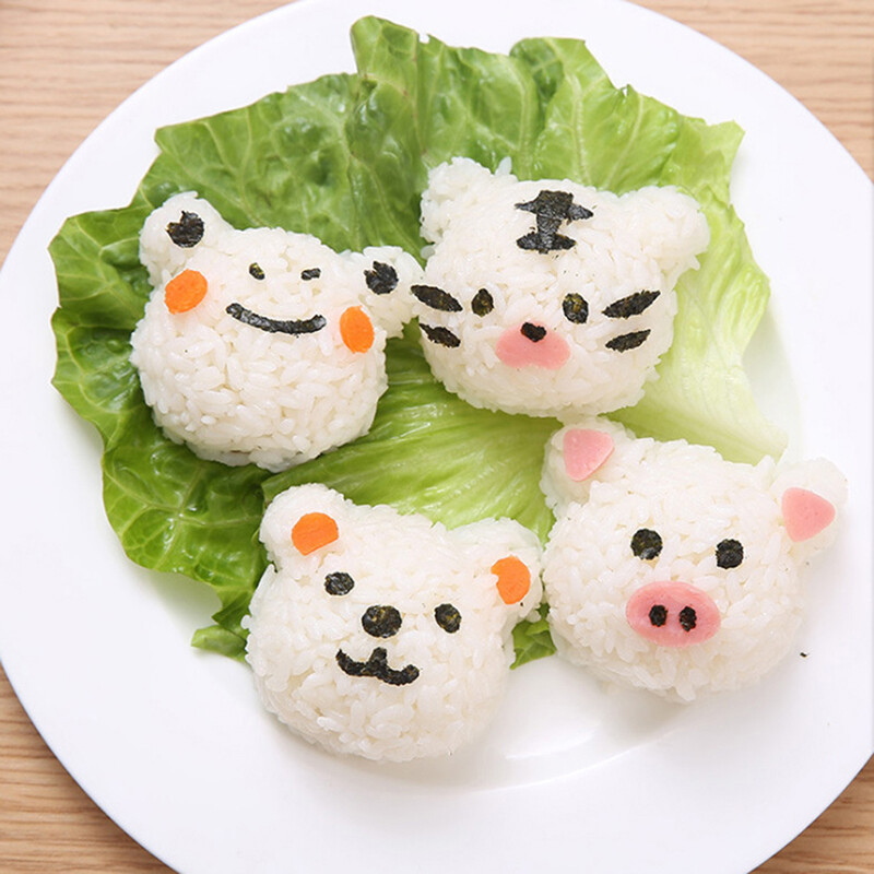 1Set DIY Cute Little Bear Rice Ball Mold Bento Sushi Nori Rice Mold ...