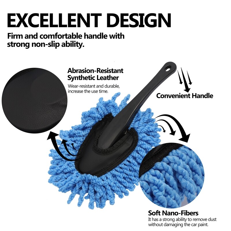 Set of 3 Microfiber Car Cleaning Duster Brush & Car Washing Mitt ...