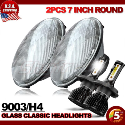 Brightest Pair 7" inch Round Halo LED Headlights Turn for Chevrolet Bel ...