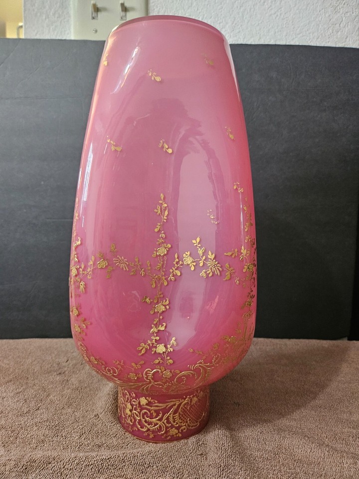 3 ANTIQUE LOETZ ART GLASS GOLD RELIEF PINK VASES DEK 1/4 MOST RARE ...