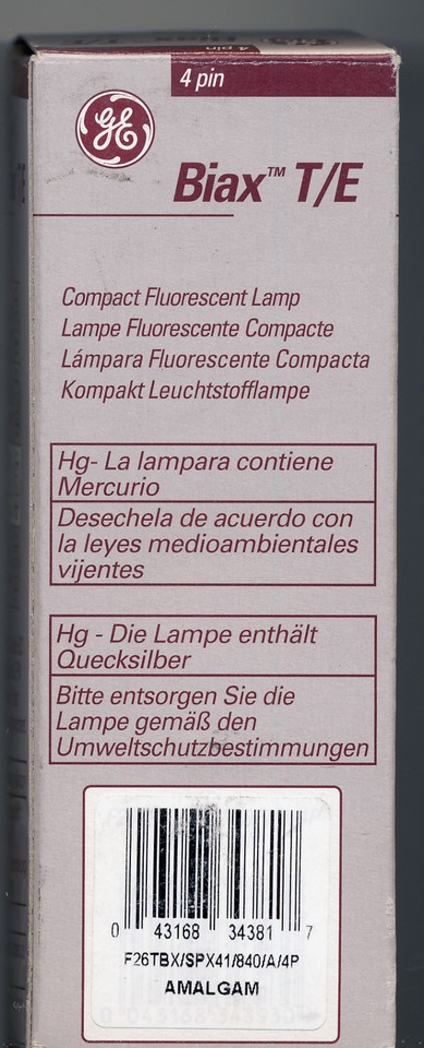 GE 34381 F26TBX/SPX41/A/4 26W Triple CFL Amalgam Bulbs 4-pin GX24Q-3 ...