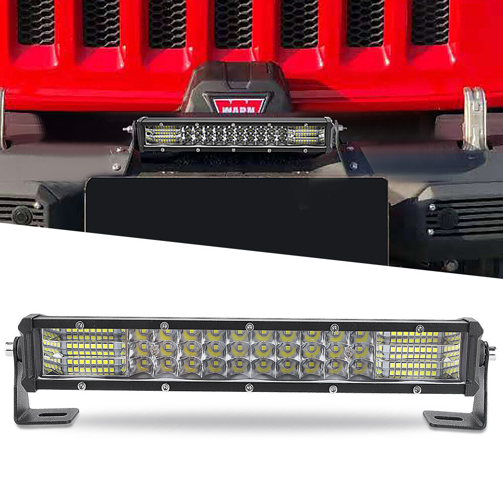 10inch LED Work Light Bar Tri-Row Combo Spot Flood Driving ATV Truck ...