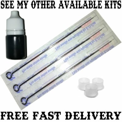 STICK HAND POKE TATTOO KIT NEEDLES BLACK INK NO MACHINE DIY PRISON ...