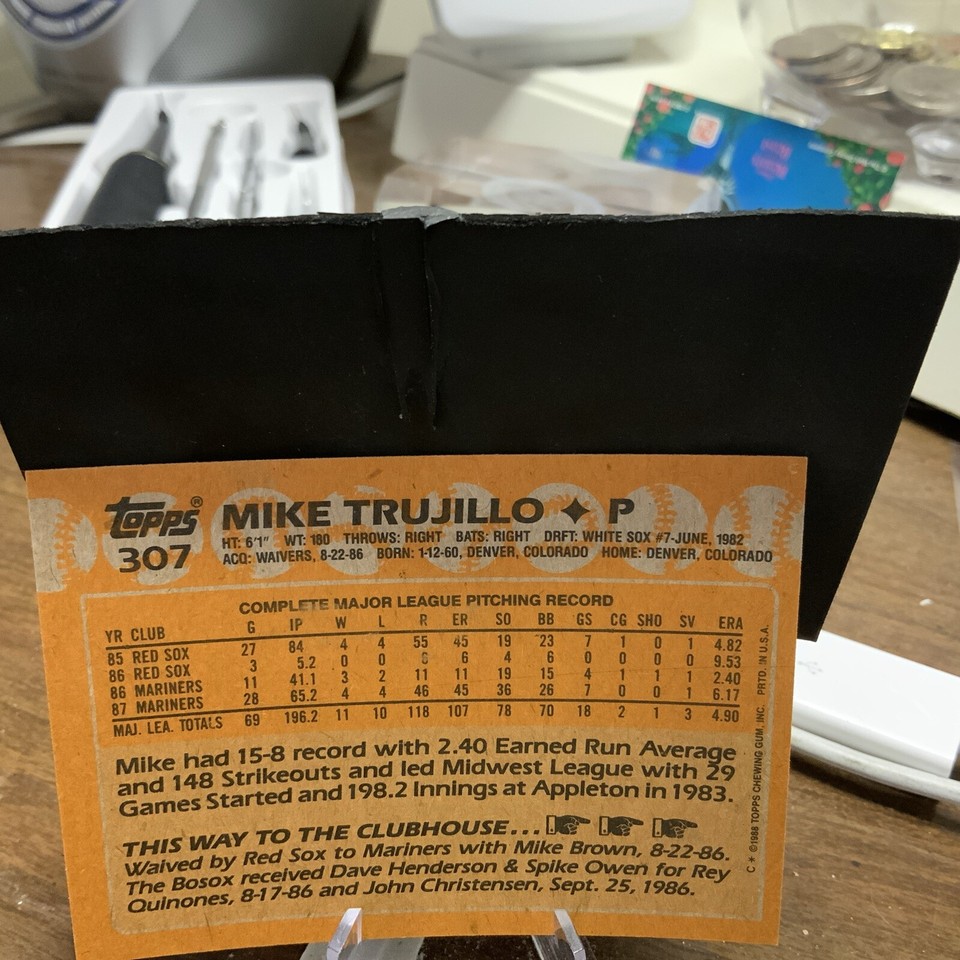1988 Topps Mike Trujillo Baseball Card #307 Mariners FREE S&H | eBay