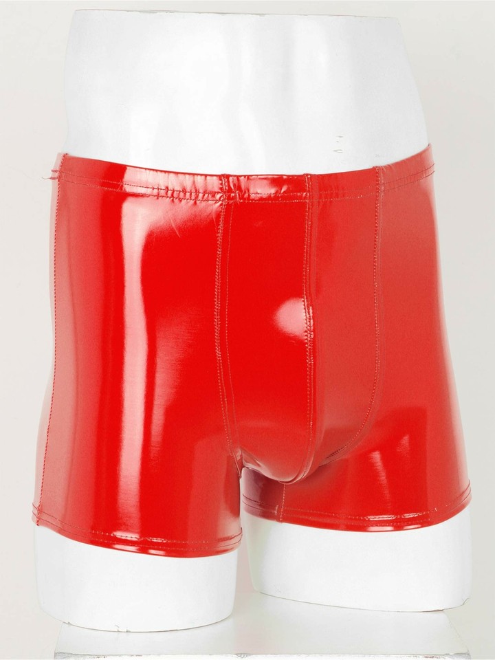 Mens Wet Look Latex PVC Leather Shorts Pouch Boxer Briefs Clubwear Hot ...