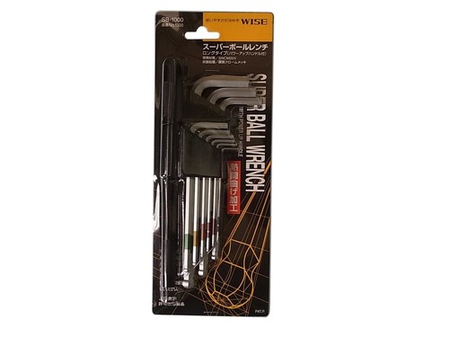 WISE SB-1000 SUPER BALL WRENCH Power Up handle Hexagon Hex Key 9pcs set ...