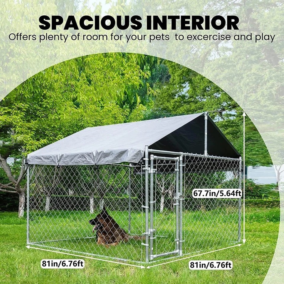 Extra Large Outdoor Dog Kennel, Anti-Rust Dog Kennel outside with Roof ...