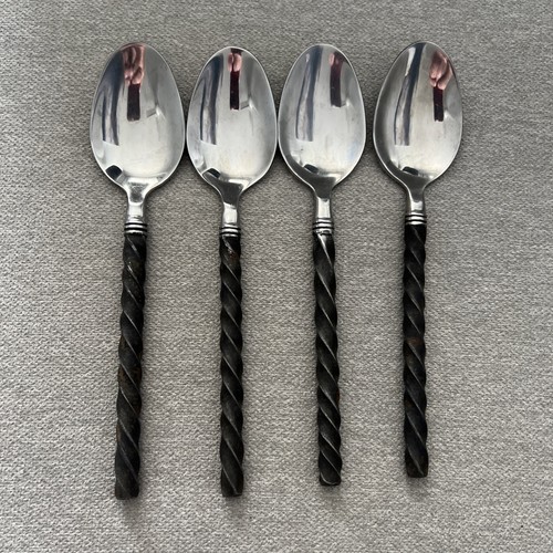 Hampton Silversmiths Brade Large Spoons Stainless Black Twisted Handle ...