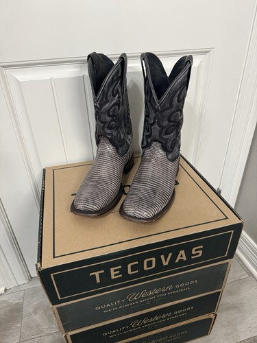 Tecovas Men’s Relic Lizard Gun smoke Broad Square Toe Boot Size 10.5 D ...