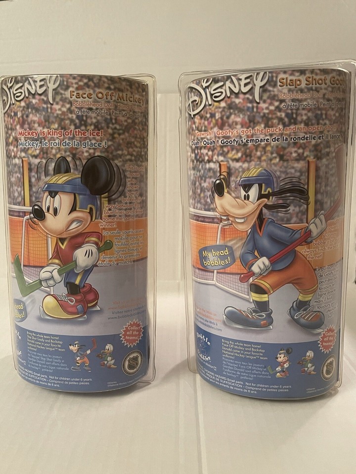 2 Disney NHL Hockey Leagues Bobblehead Dolls: Slap Shot Goofy & Face ...