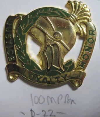 Army crest DUI DI CB clutchback 100th MILITARY POLICE BATTALION MP d-22 ...