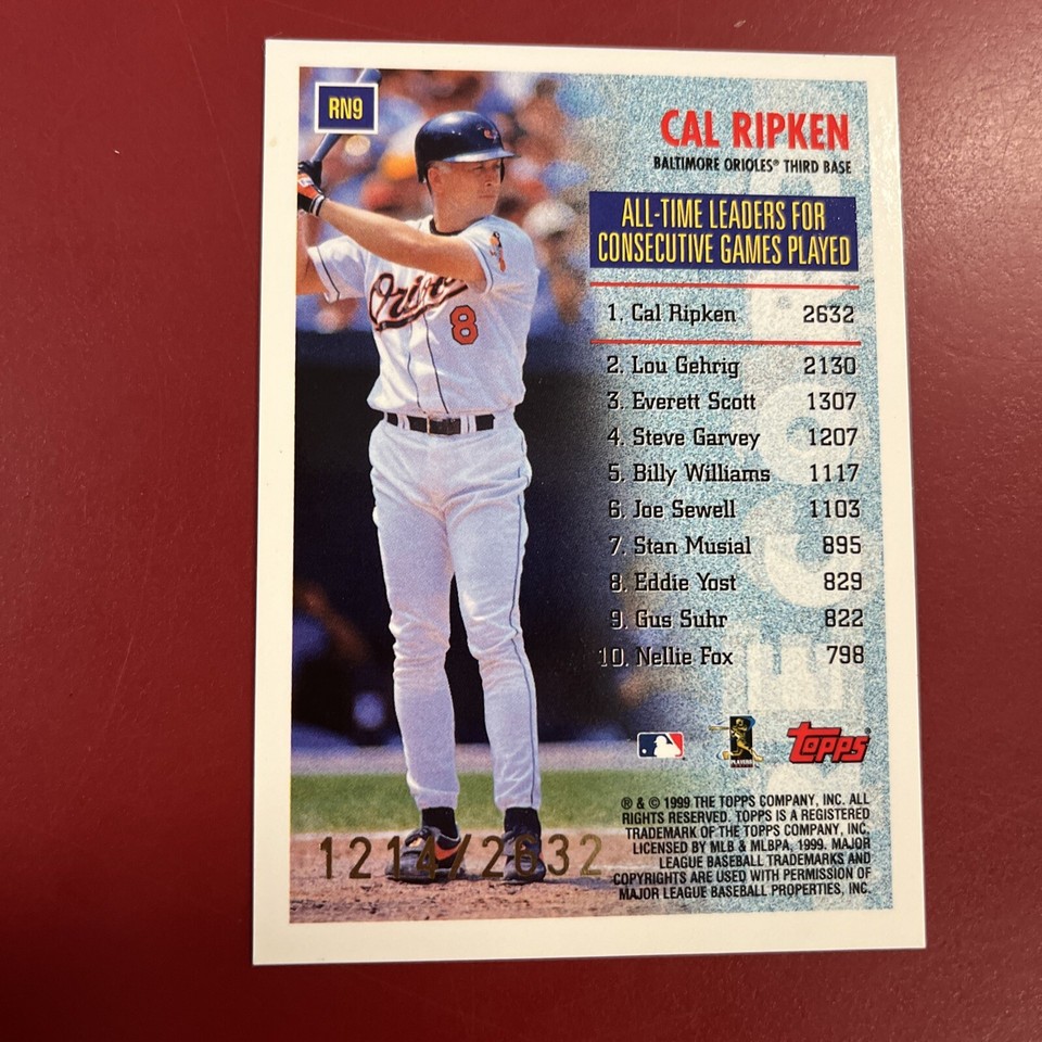 1999 TOPPS CAL RIPKEN JR RECORD NUMBERS GOLD #/2632 #RN | eBay