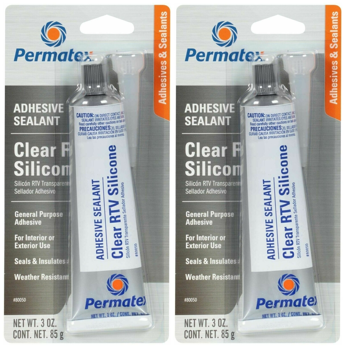 Permatex 80050 Clear RTV Silicone Adhesive Sealant 3 oz Tube, 2 Pack | eBay