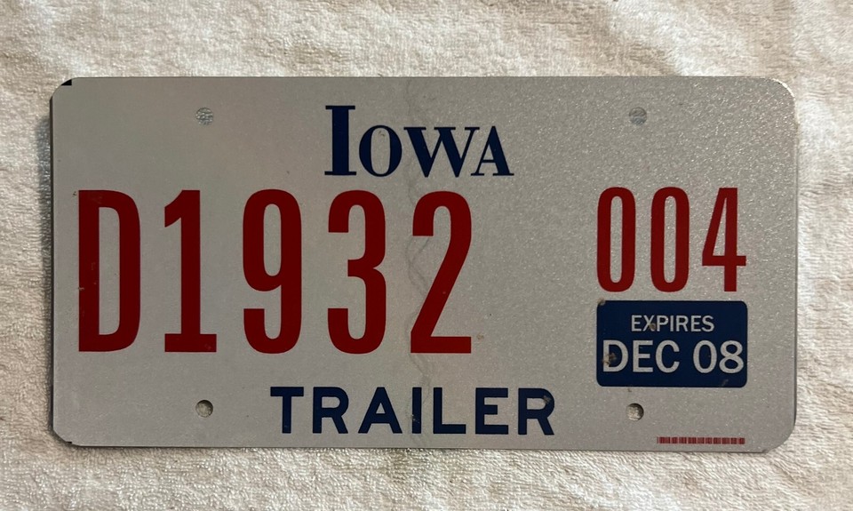LICENSE PLATE IOWA DEALER D-1932 TRAILER 1008 BIRTH DATE 1932 | eBay