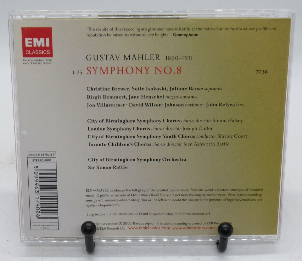 SIMON RATTLE - MAHLER: SYMPHONY NO. 8 MUSIC CD, CHRISTINE BREWER JON ...