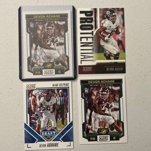 4 Pack Lot 2023 Autograph Devon Achane Score Auto Rc + Protential ...