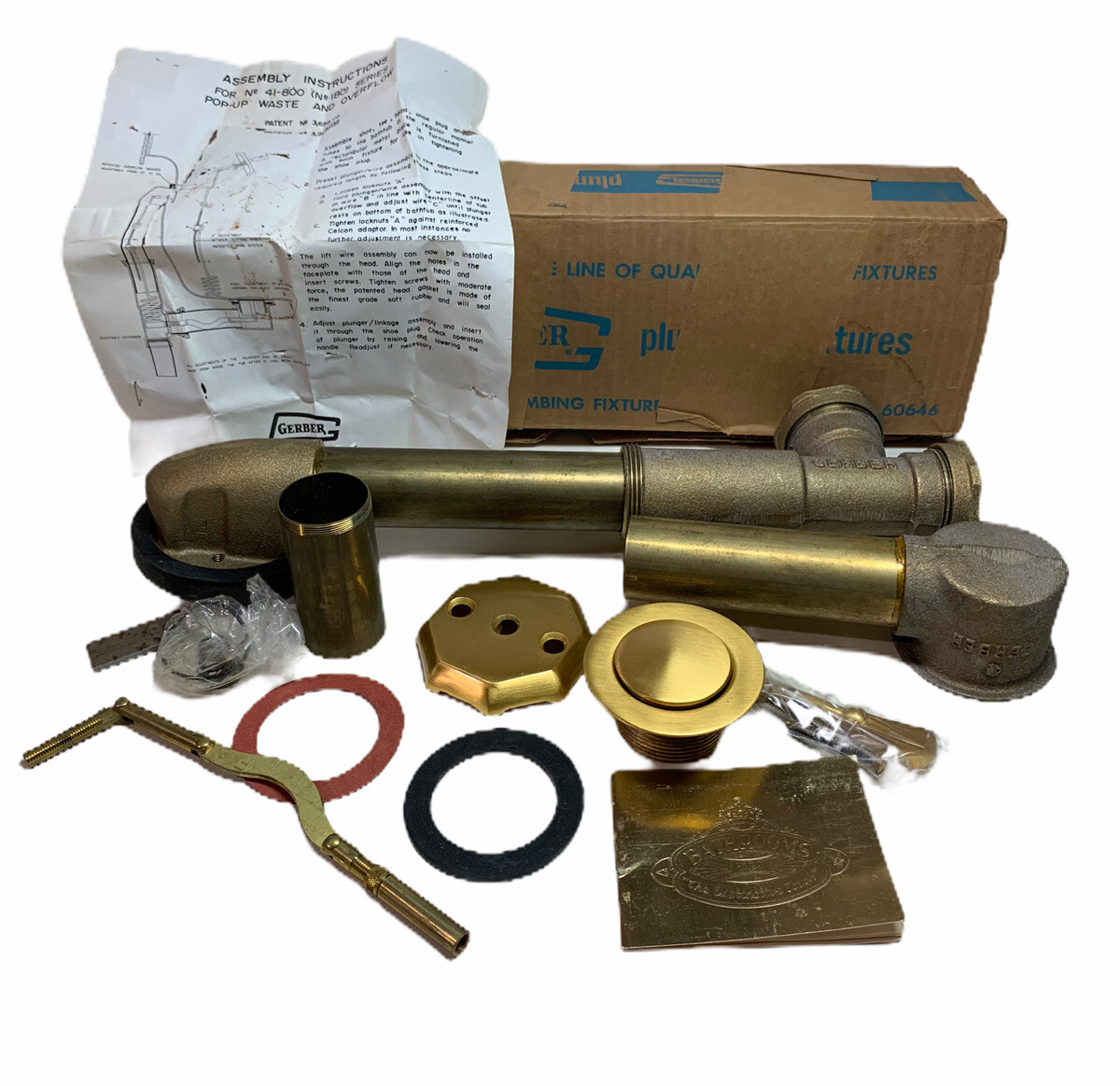 Bathroom Jewelry GERBER PLUMBING Waste Overflow BRASS Fixture Satin ...