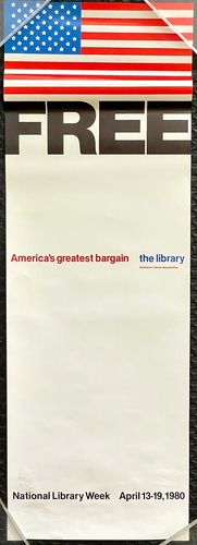Vintage 1980 FREE Small 22" Version Poster Booklist American Library ...