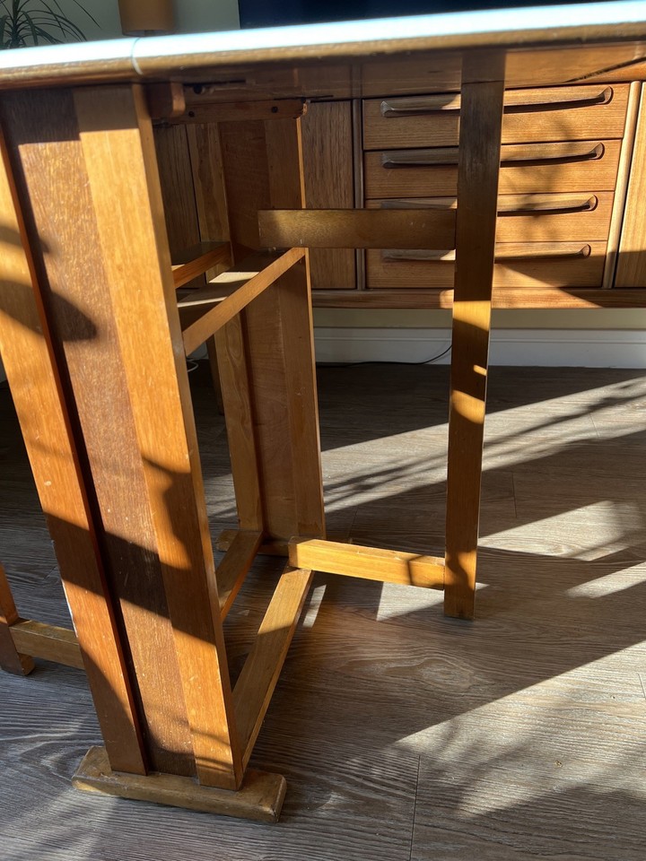 Vintage 1960s Mid Century Blue Beech Formica Drop Leaf Kitchen Dining ...