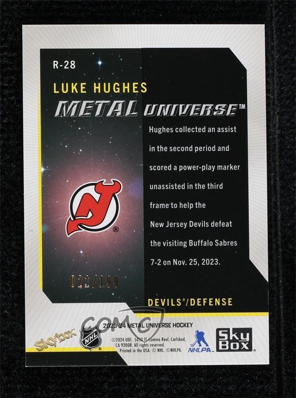 2023 Skybox Metal Universe Rookie Purple Spectrum FX 21/199 Luke Hughes ...