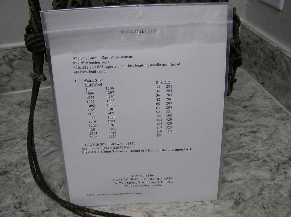 Michael Boren Shenandoah Stitchery Designs "Color Tiles I" Needlepoint ...