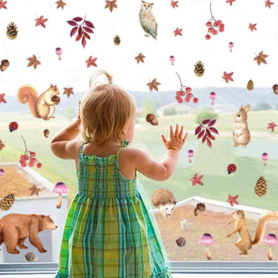 Window Decal Thanksgiving Pattern Sticker Reusable Stickers Autumn ...