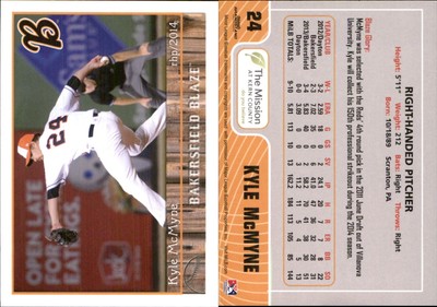 Kyle McMyne 2014 Grandstand Bakersfield Blaze #11 RC FREE SHIP ...