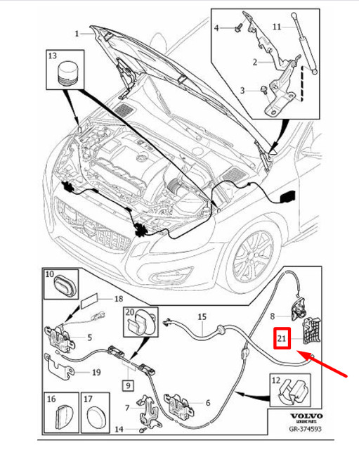 Genuine Volvo Release Handle Anchor 31297825 for sale online | eBay