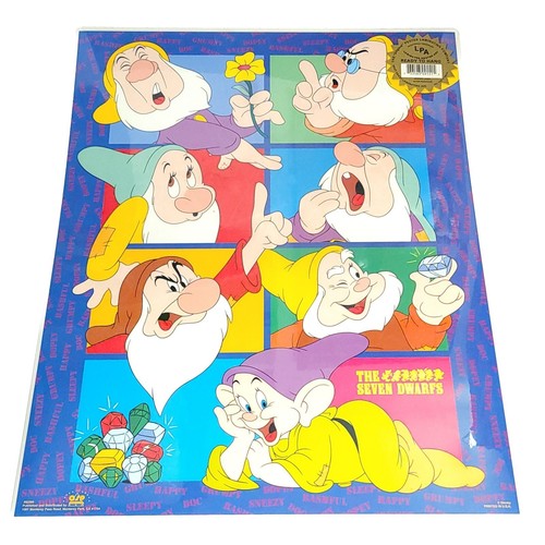 Vintage WALT DISNEY Snow White And THE SEVEN DWARFS Laminated OSP ...