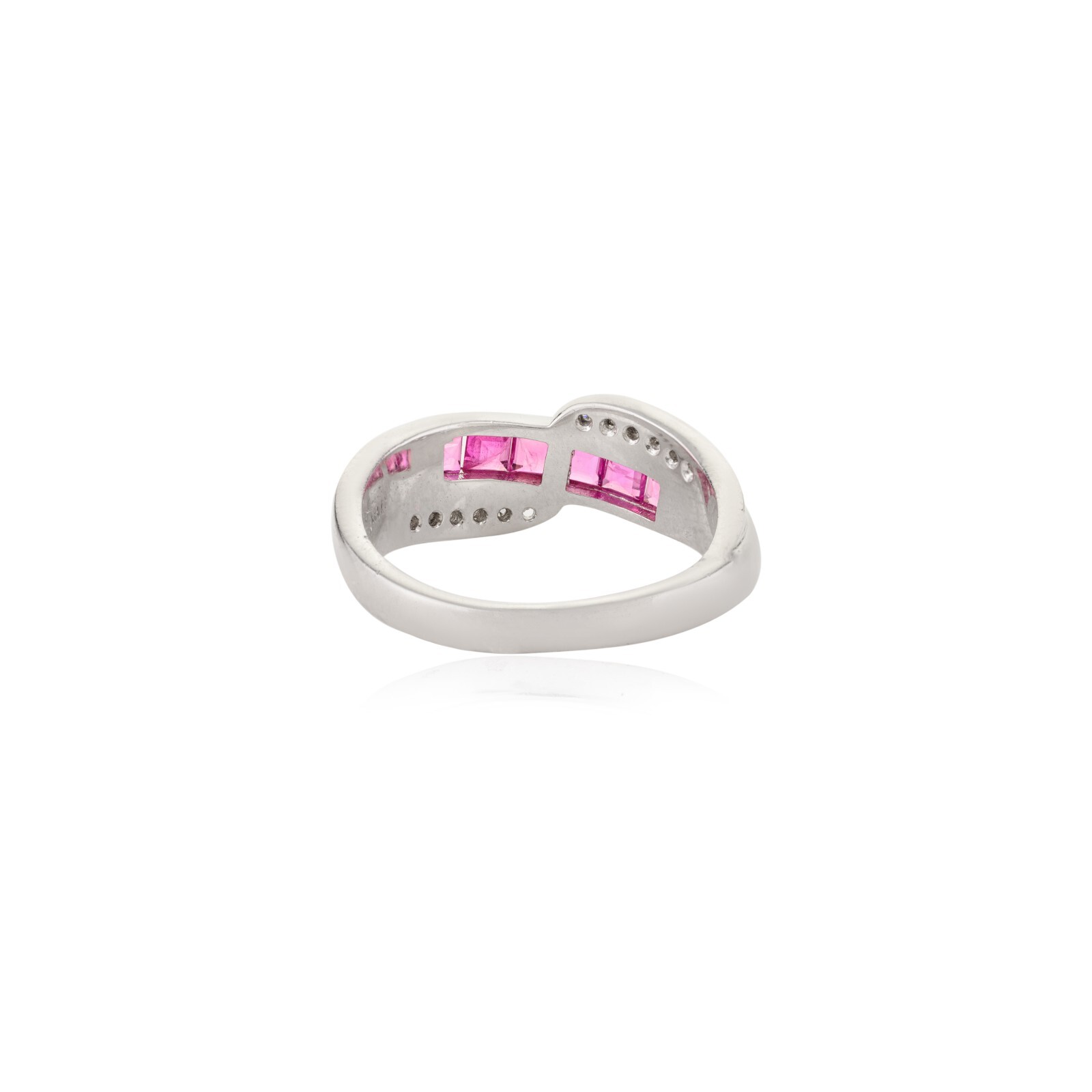 925 Silver Natural Square Ruby Diamond Wedding Ring for Her, Women's ...