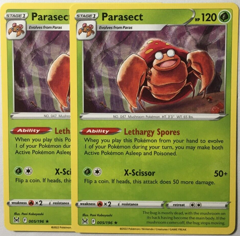 POKEMON 2X PARASECT 005/196 LOST ORIGIN RARE NEAR MINT | eBay