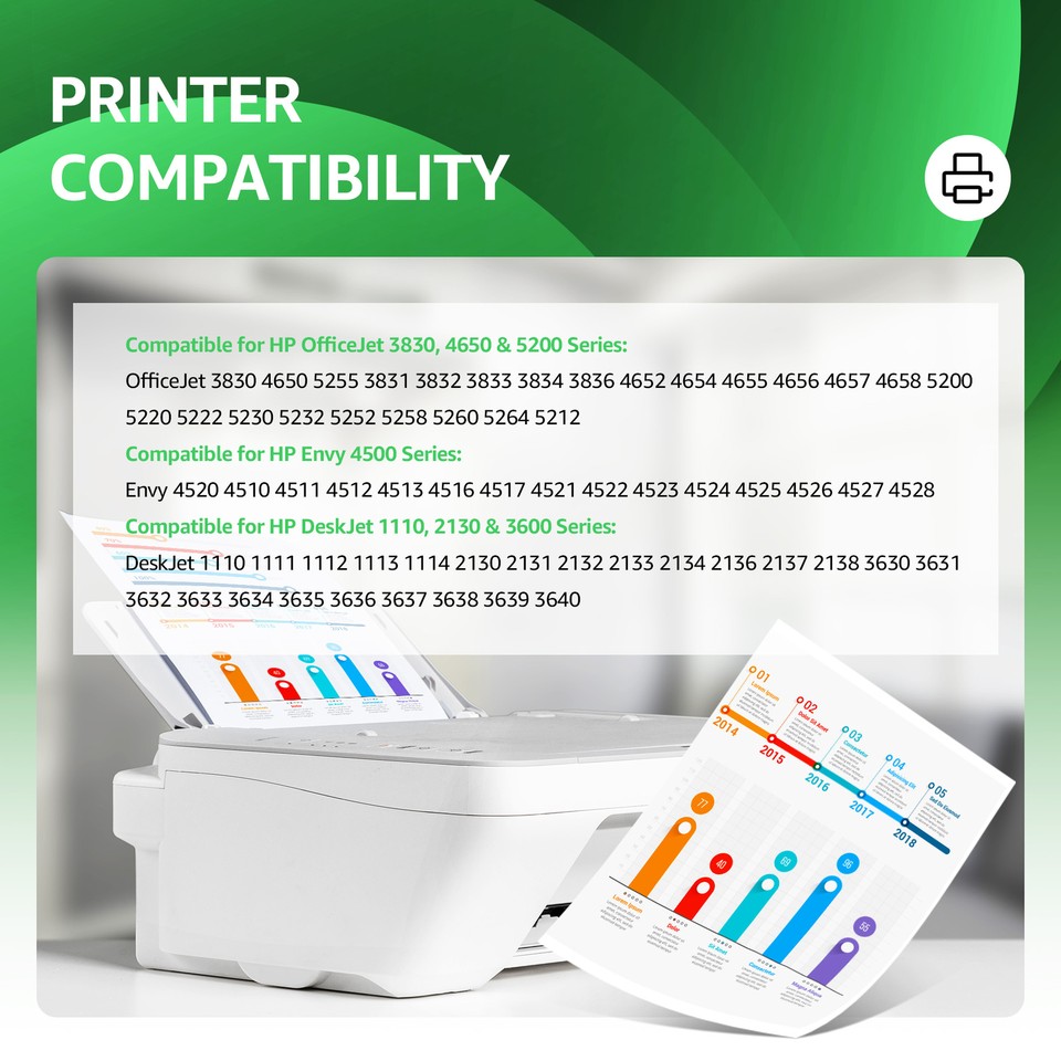 63XL 63XXL Ink Cartridge For HP Officejet 5258 5255 5252 5260 5212 4650 ...