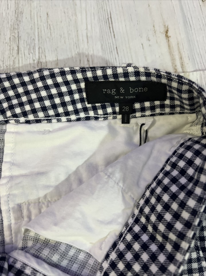 Men's RAG & BONE Navi Gingham Base Shorts · Size 28 White Black | eBay