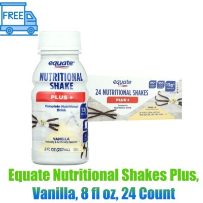 Equate Nutritional Shakes Plus, Vanilla, 8 fl oz, 24 Count | eBay