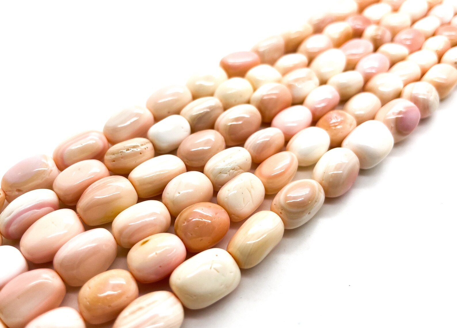 Pink Queen Shell Polished Smooth Pebble Nugget Beads - PG275J | eBay