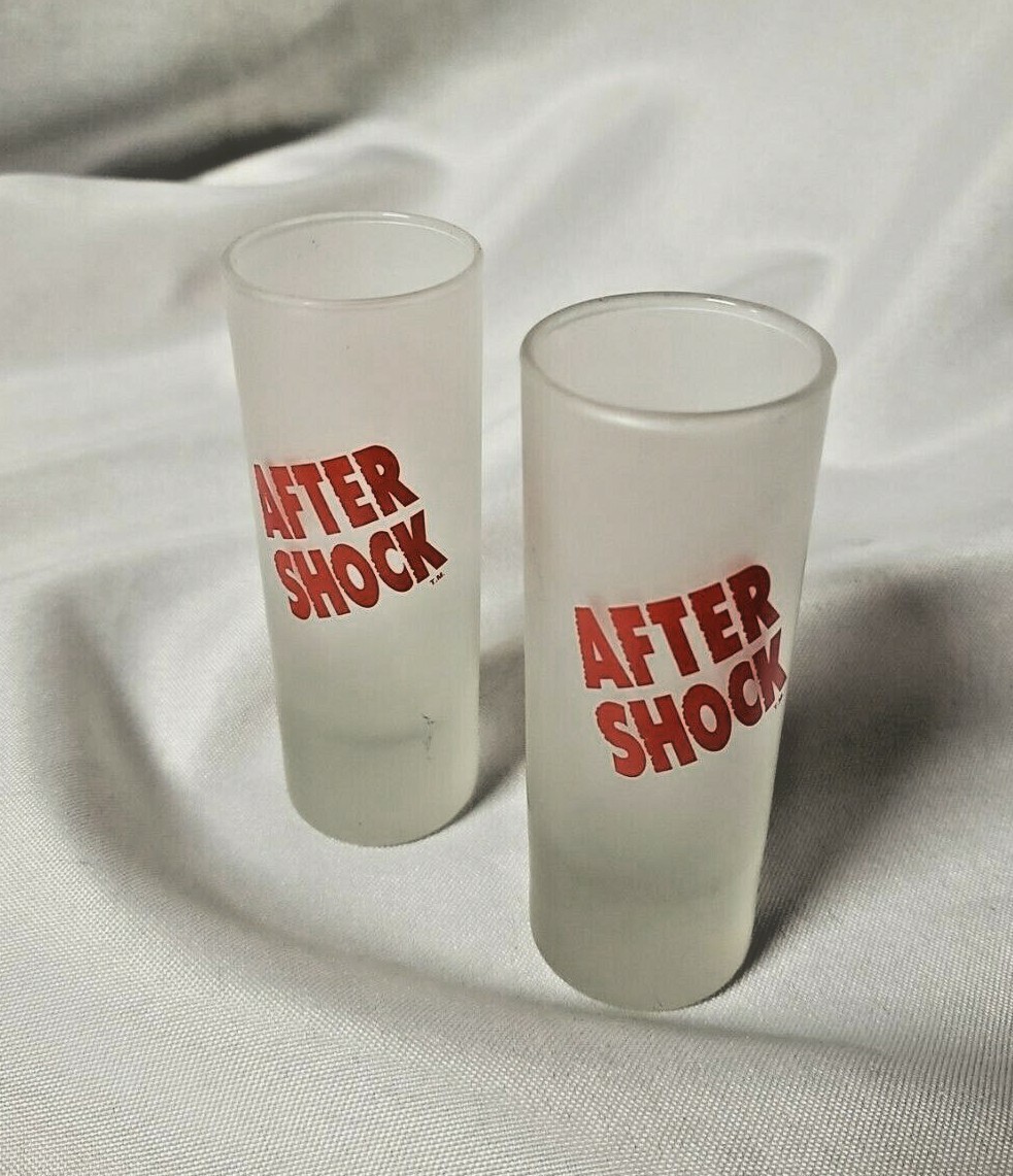 VG Set of 2 Aftershock Shot Glass With Richter Scale 4 In Tall | eBay