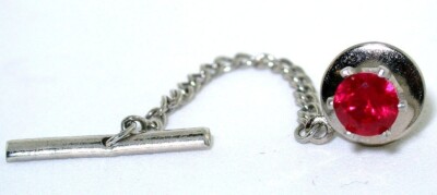 6mm Round Lab Grown Ruby Gemstone Gem Stone Silver Color Tie Tack ...