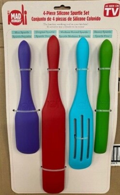Mad Hungry Silicone 4-Piece Spurtle Kitchen Utensil Set Cooking Spoons ...