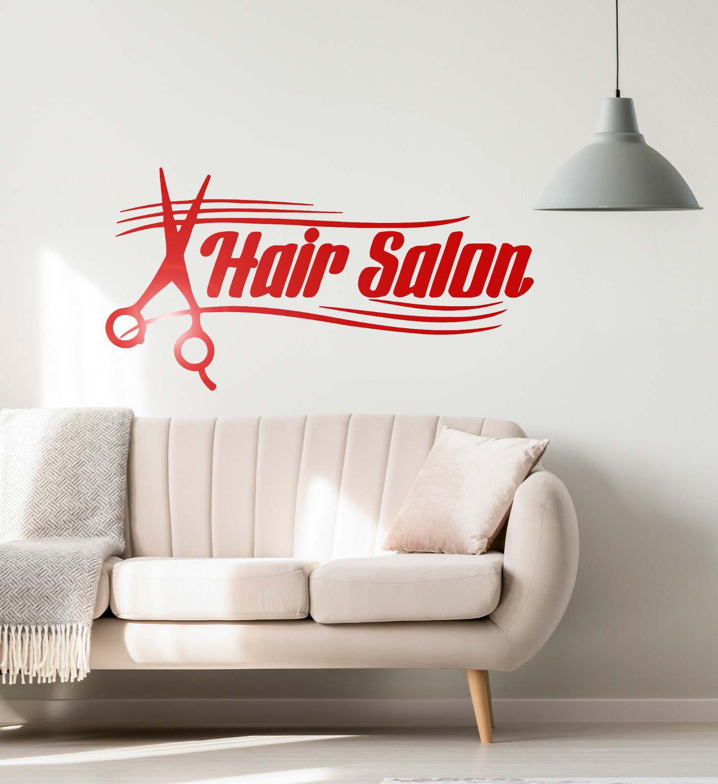 Wall Stickers Vinyl Decal Hair Spa Salon Sign Scissors Barbershop Style ...
