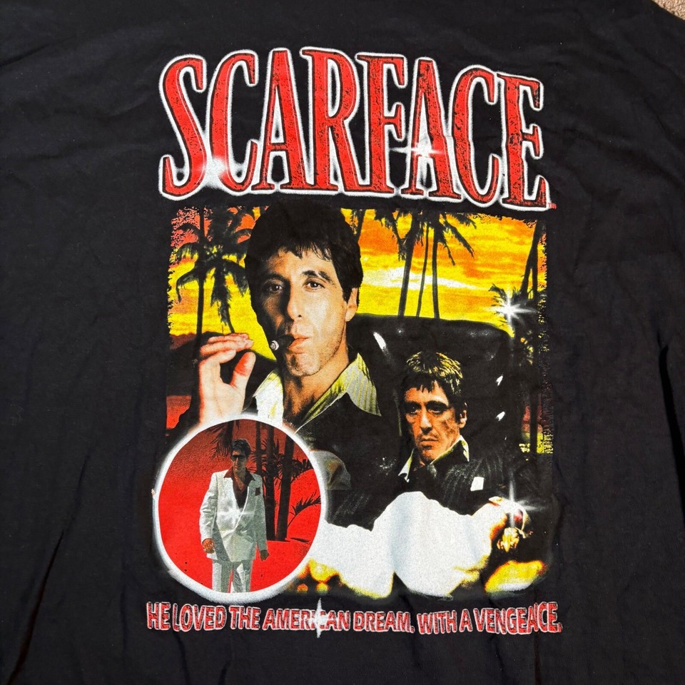 Scarface Graphic T-Shirt Tony Montana Movie Tee Black 4XL | eBay