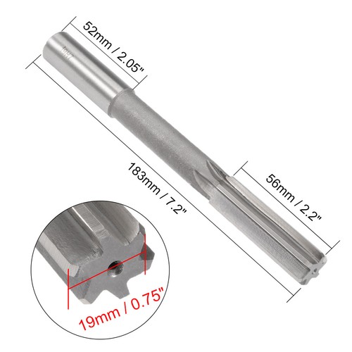 19mm Chucking Reamer HSS H7 6 Straight Flutes Machine Milling Cutter ...