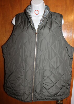 MAURICES Plus Sz 0 REVERSIBLE VEST (taupe w/ gray sherpa; zip up ...