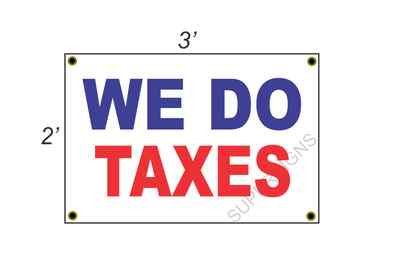 2x3 WE DO TAXES Red White & Blue Banner Sign NEW Discount Size & Price ...