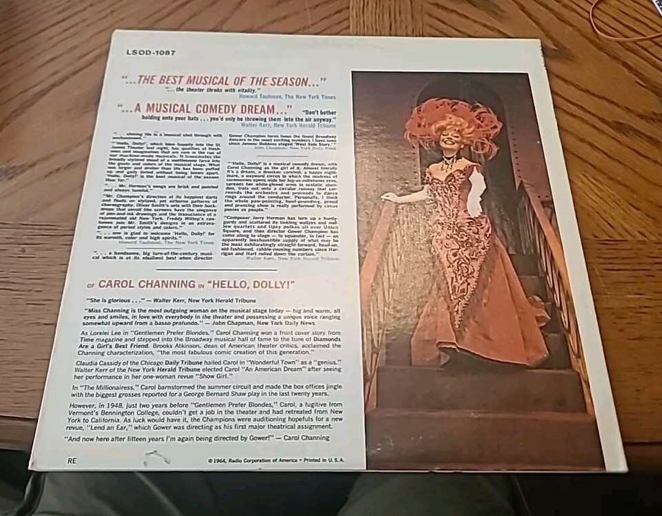 Hello, Dolly! Original Broadway Cast. 1964 RCA Victor. LSOD-1087 LP ...