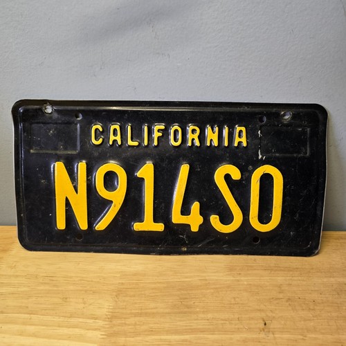 Vintage? California CA License Plate Black Yellow N914SO Car Truck CA ...