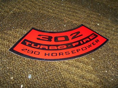 CHEVROLET 302 TURBO-FIRE TURBOFIRE 290HP AIR CLEANER TOP LID DECAL NEW ...